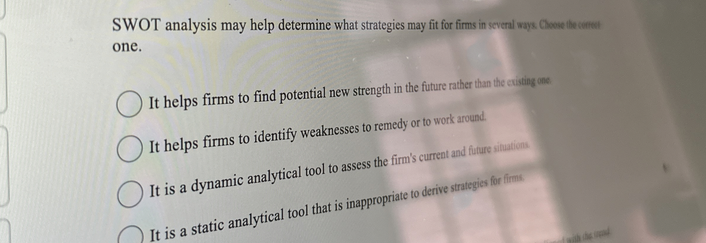 Solved SWOT analysis may help determine what strategies may | Chegg.com