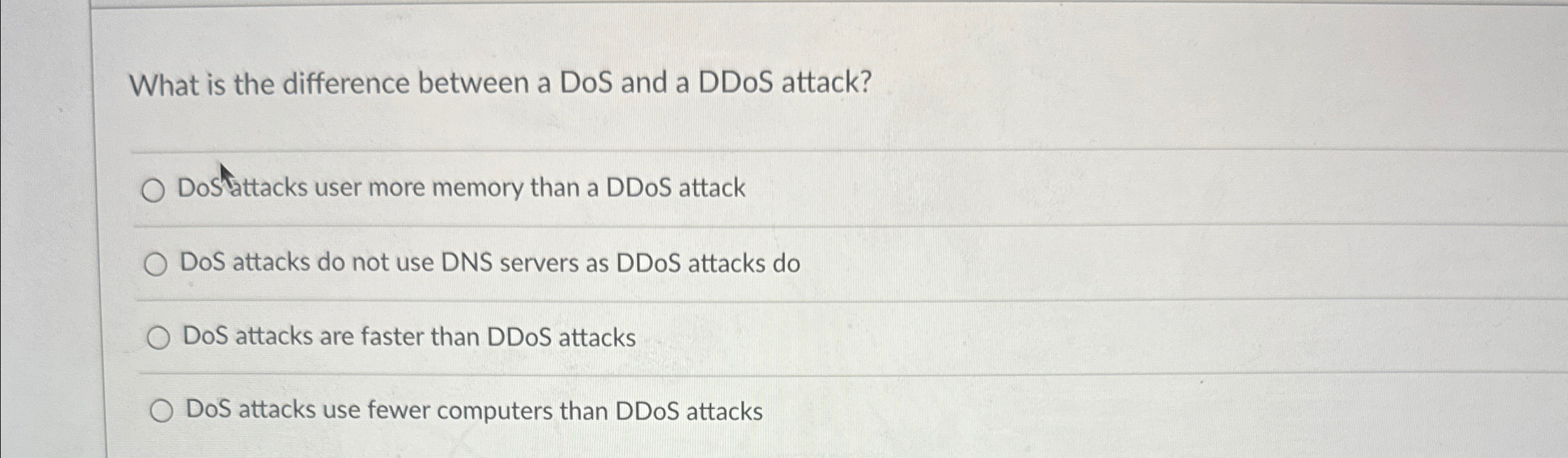 Solved What is the difference between a DoS and a DDoS | Chegg.com