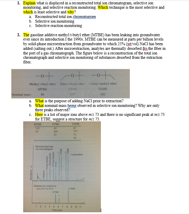 Solved monitoring, and selective reaction monitoring. Which | Chegg.com