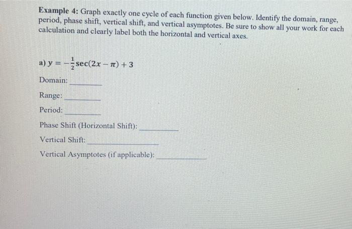 Solved Example 4: Graph exactly one cycle of each function | Chegg.com