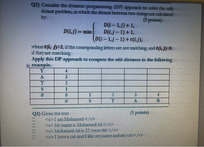 Solved (5 points) Q1) Answer the following questions: a) | Chegg.com
