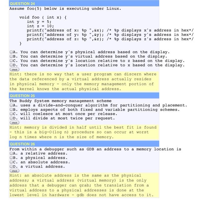 Solved QUESTION 18 A reference to a memory location that is | Chegg.com