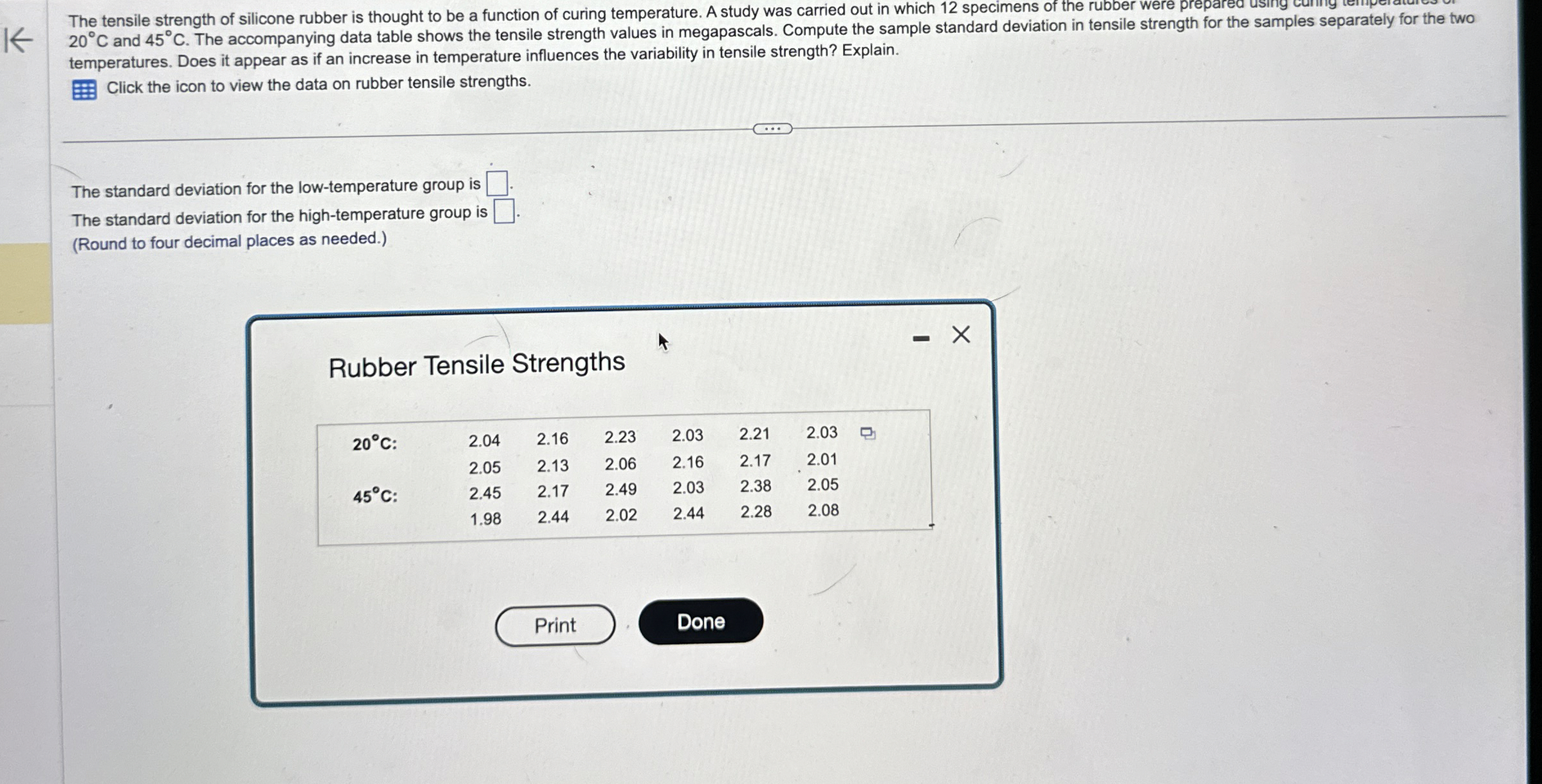 Solved The tensile strength of silicone rubber is thought to | Chegg.com