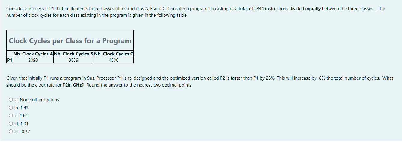Consider a Processor P1 ﻿that implements three | Chegg.com