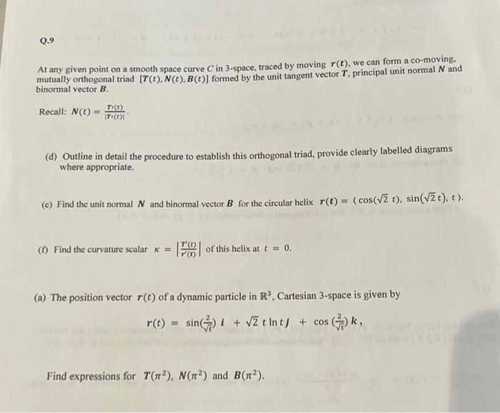 Solved At any given point on a smooth space curve C in | Chegg.com