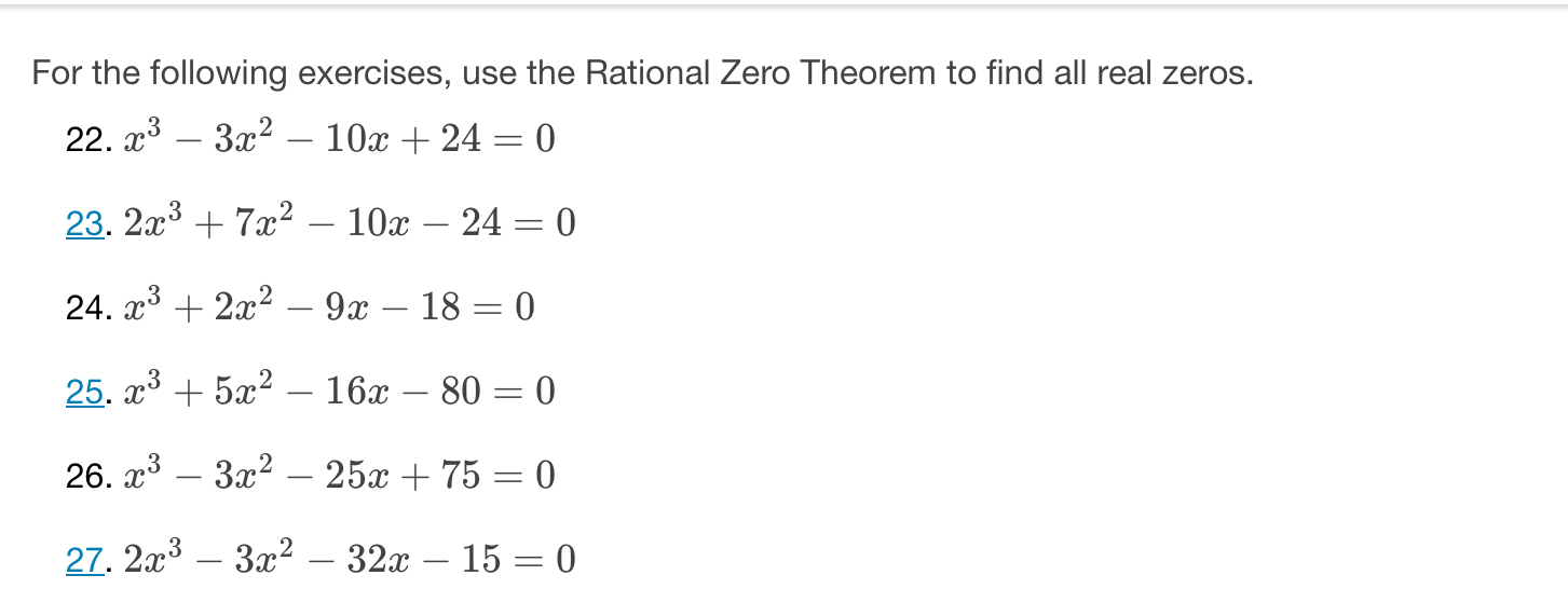 Solved For the following exercises, use the Rational Zero | Chegg.com