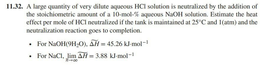 Solved 1.32. A large quantity of very dilute aqueous HCl | Chegg.com