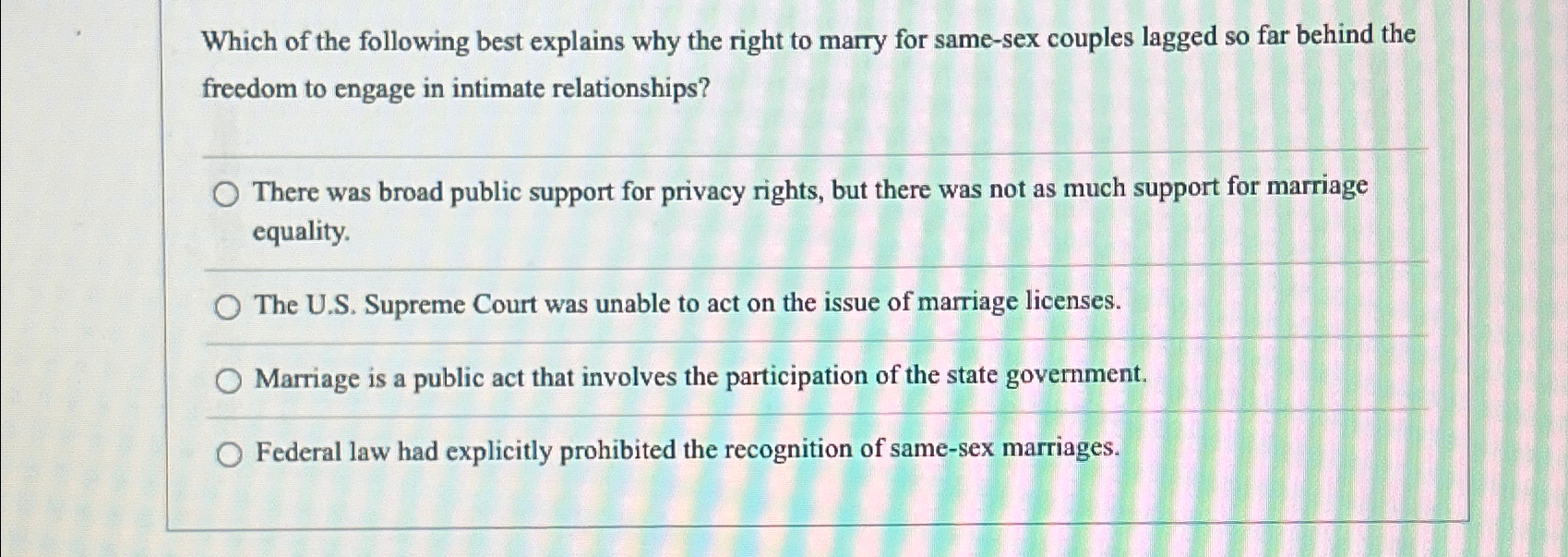 Solved Which of the following best explains why the right to | Chegg.com
