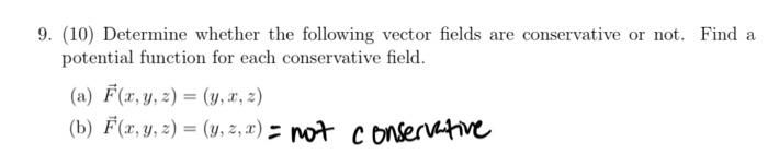 Solved 9. (10) Determine whether the following vector fields | Chegg.com