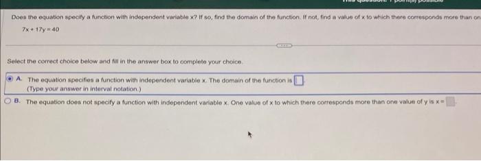 Solved Does the equation specify a function with independent | Chegg.com