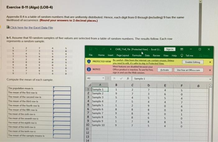 Solved Exercise 8-11 (Algo) (L08-4) Appendix B4 is a table | Chegg.com