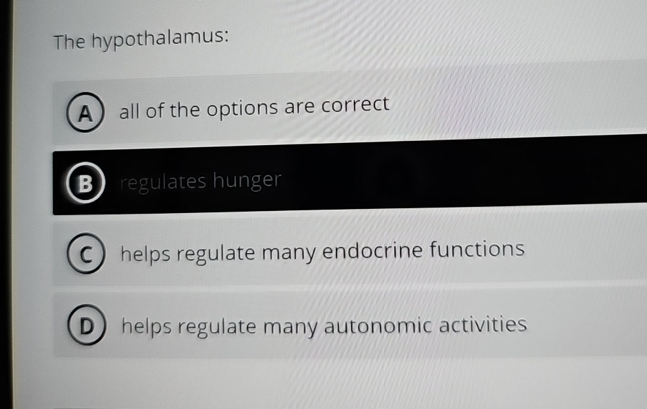 Solved The hypothalamus:all of the options are correct | Chegg.com