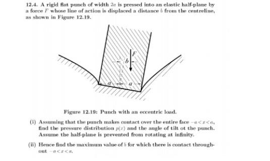 Solved 12.4. A rigid flat punch of width 2n is pressed into | Chegg.com