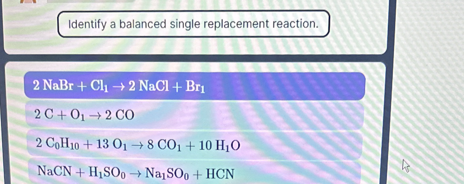 Solved Identify a balanced single replacement | Chegg.com
