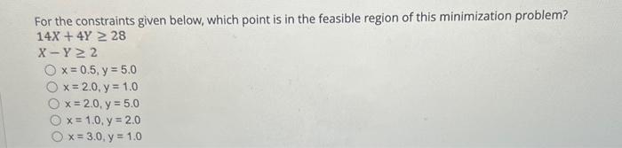 Solved For the constraints given below, which point is in | Chegg.com