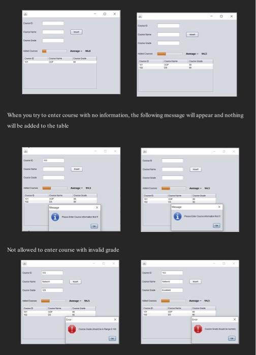 IMPLEMENT THE FOLLOWING PROGRAM: Course ID Course | Chegg.com