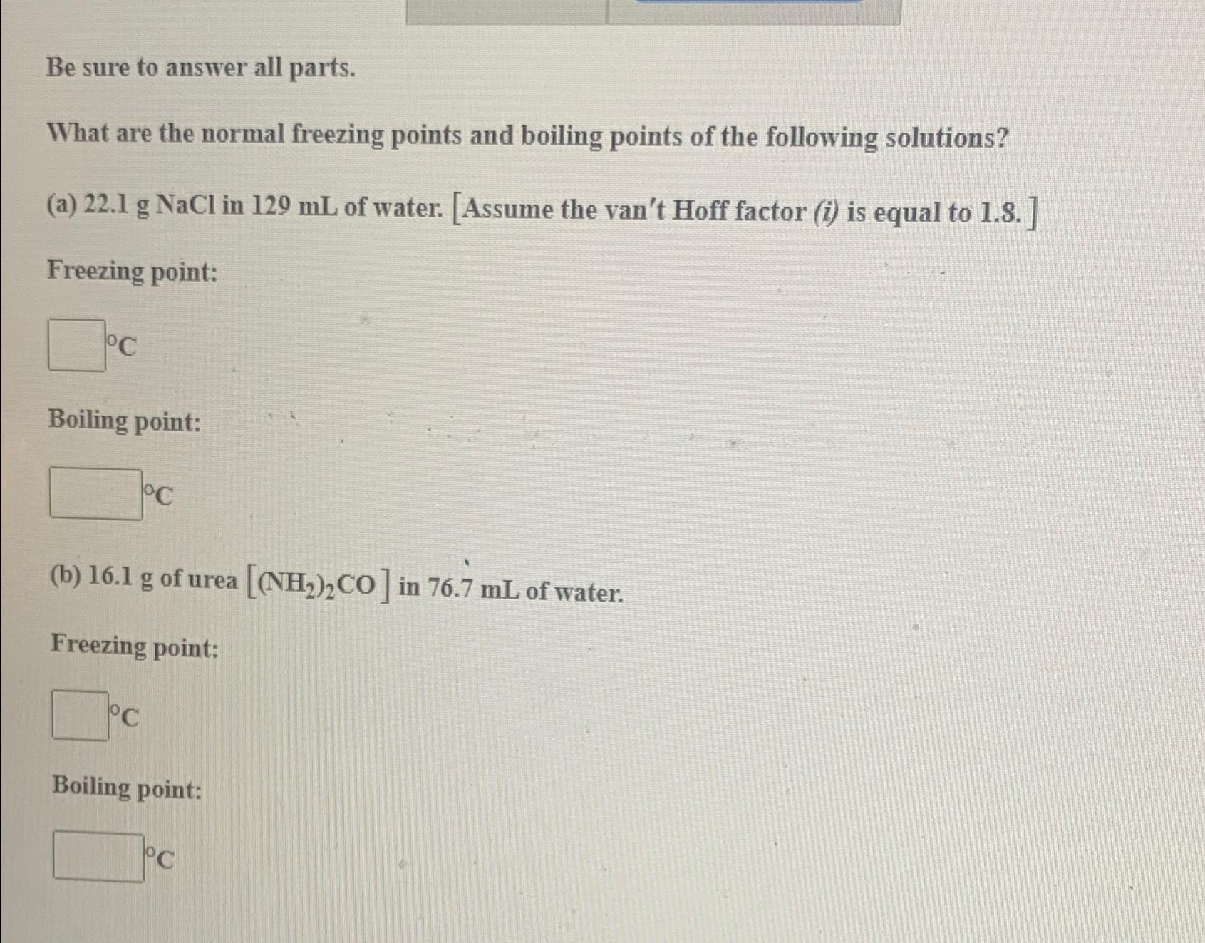 Solved Be sure to answer all parts.What are the normal | Chegg.com
