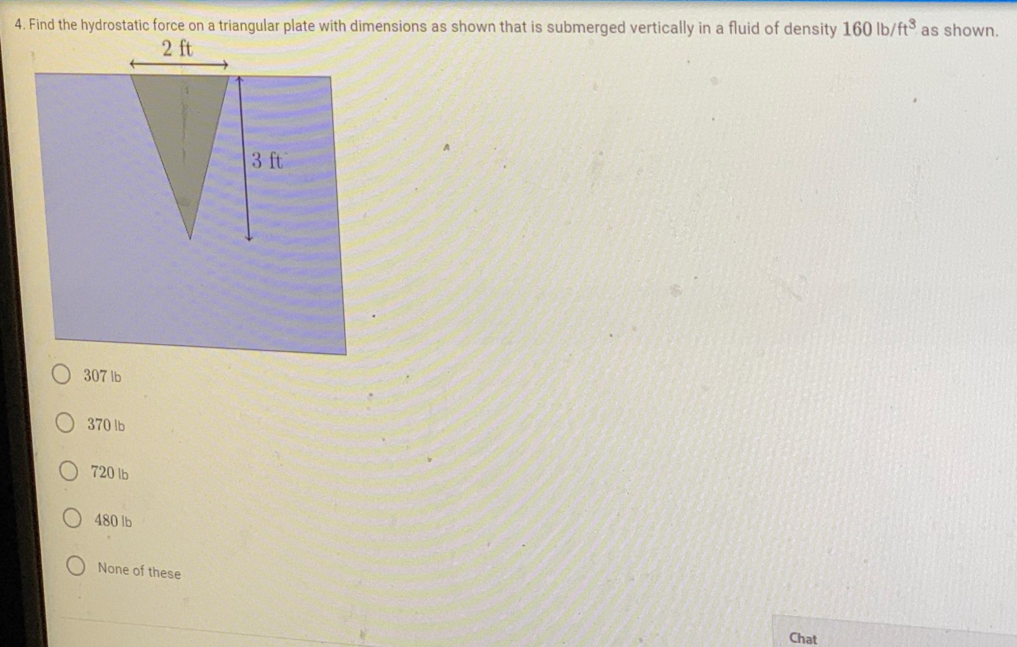 Solved Find the hydrostatic force on a triangular plate with | Chegg.com