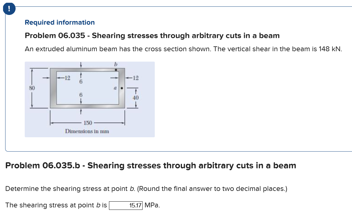 Solved Required informationProblem 06.035 - ﻿Shearing | Chegg.com
