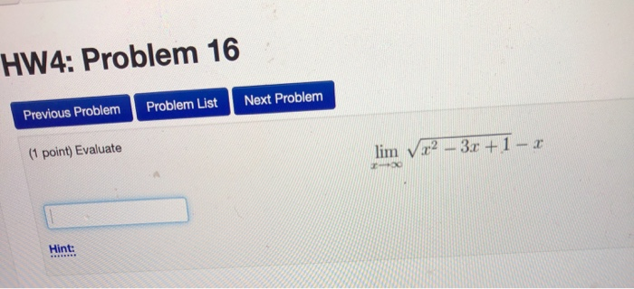 Solved HW4: Problem 16 Problem List Next Problem Previous | Chegg.com Solved HW4: Problem 16 Problem List Next Problem Previous | Chegg.com