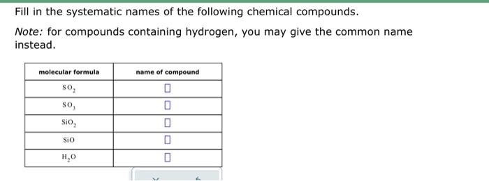 Solved Fill in the systematic names of the following | Chegg.com