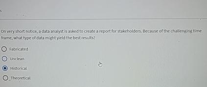 Solved On very short notice, a data analyst is asked to | Chegg.com