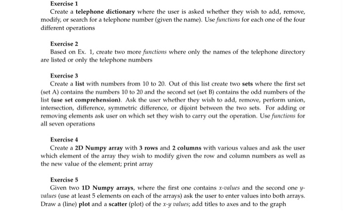 Solved Exercise 1 Create a telephone dictionary where the | Chegg.com