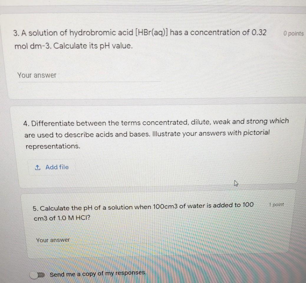 Solved 0 points 3. A solution of hydrobromic acid (HBr(aq)] | Chegg.com
