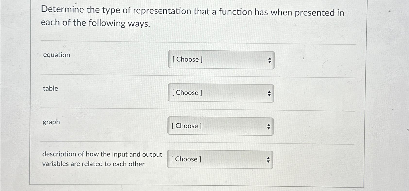 Solved Determine the type of representation that a function | Chegg.com