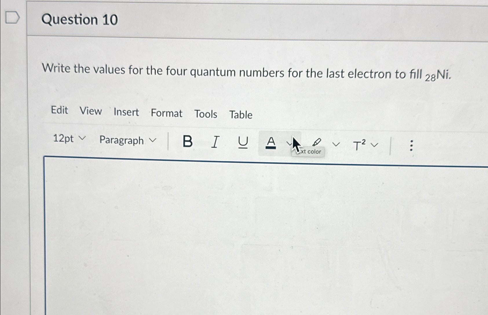 Solved Question 10Write the values for the four quantum | Chegg.com