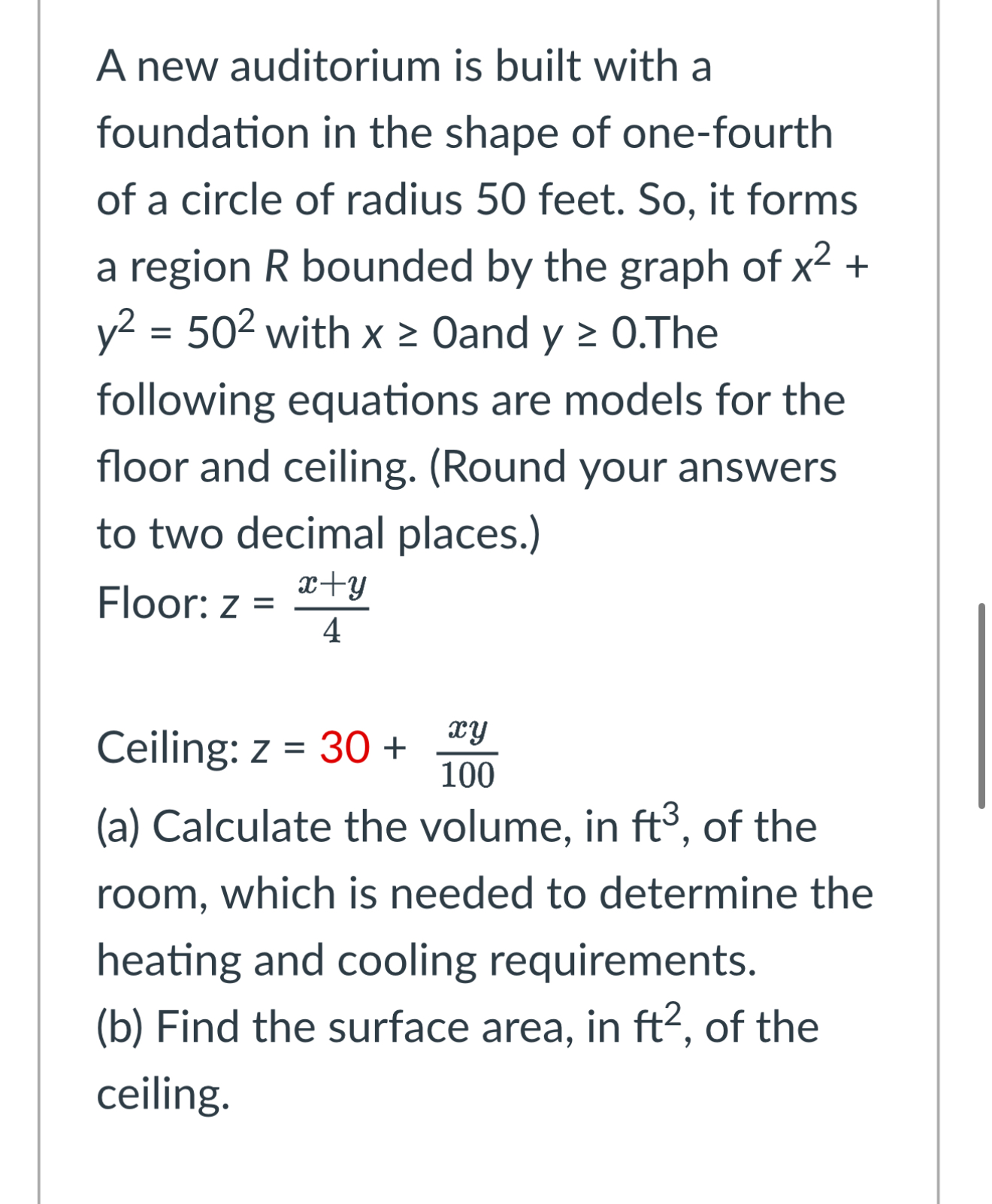 Solved A new auditorium is built with a foundation in the | Chegg.com