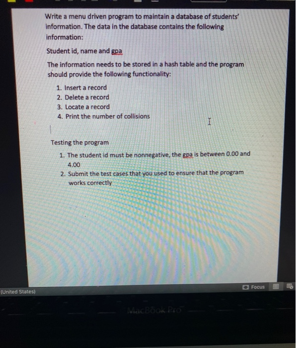Solved Write a menu driven program to maintain a database of | Chegg.com