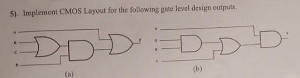 Solved 5). Implement CMOS Layout for the following gate | Chegg.com