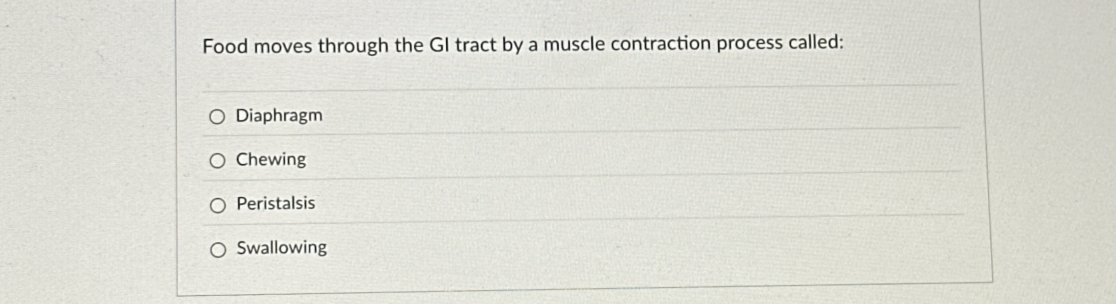 Solved Food moves through the GI tract by a muscle | Chegg.com