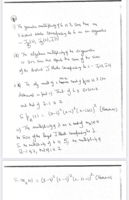 Solved 0 . Let the Jordan form of A be J5(6)⊕J5(6)⊕J1(6)⊕ | Chegg.com