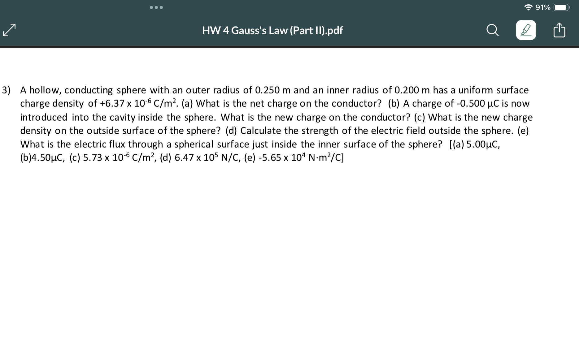 Solved HW 4 ﻿Gauss's Law (Part II).pdfA hollow, conducting | Chegg.com