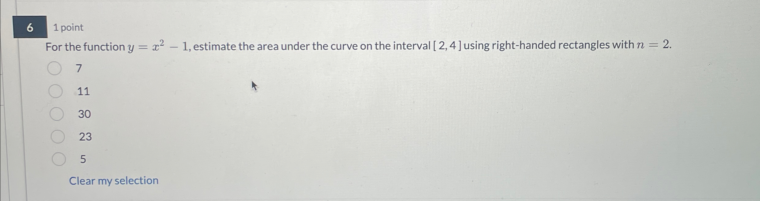 Solved 61 ﻿pointFor the function y=x2-1, ﻿estimate the area | Chegg.com