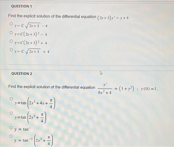 Solved Find the explicit solution of the differential | Chegg.com