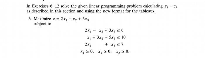 Solved In Exercises 6-12 solve the given linear programming | Chegg.com