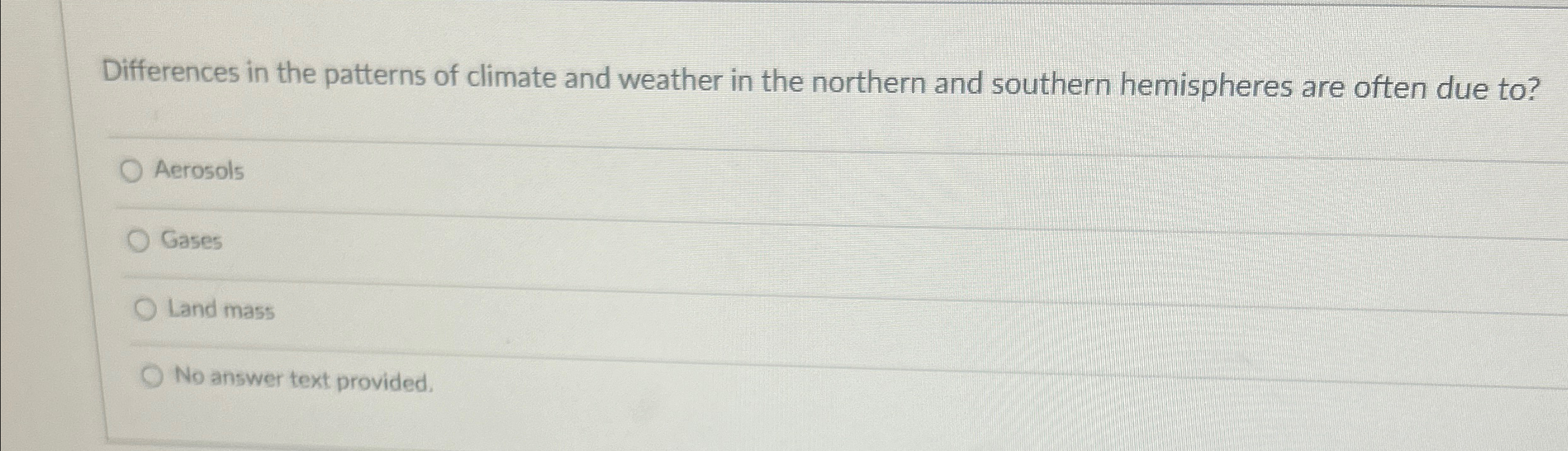 Solved Differences in the patterns of climate and weather in | Chegg.com