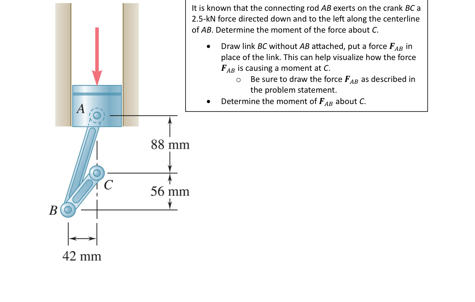 Solved It is known that the connecting rod AB ﻿exerts on the | Chegg.com