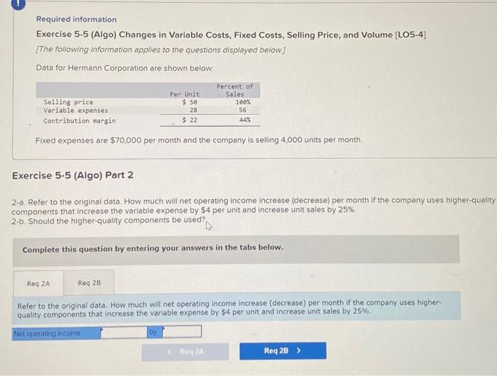 Solved Required information Exercise 5-5 (Algo) Changes in | Chegg.com