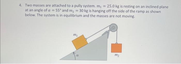 Solved 4. Two masses are attached to a pully system. m1=25.0 | Chegg.com