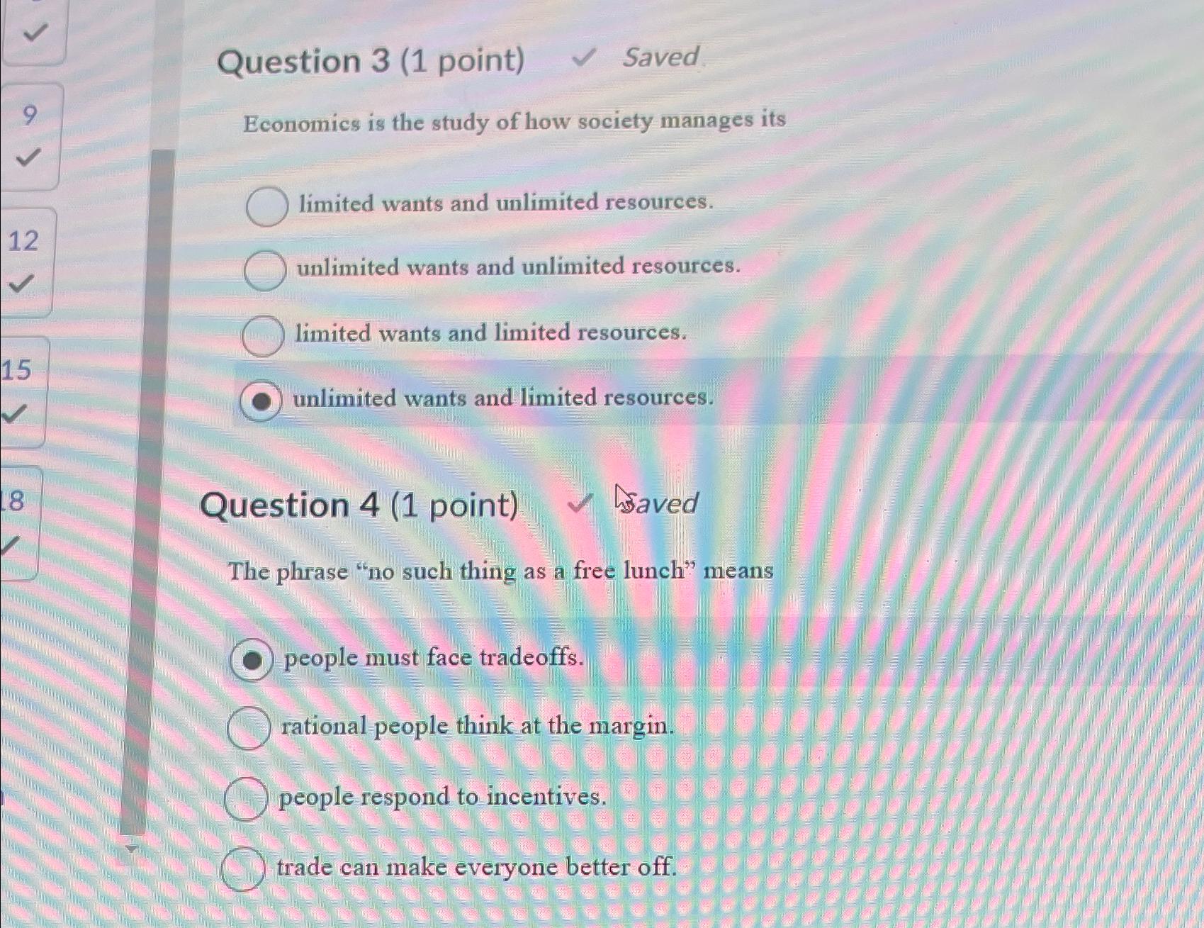 Solved Question 3 (1 ﻿point)Saved.Economics is the study of | Chegg.com