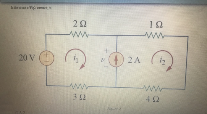 Solved In the circuit of Fig2, current i is 2 Ω 1 Ω 20 V 1, | Chegg.com