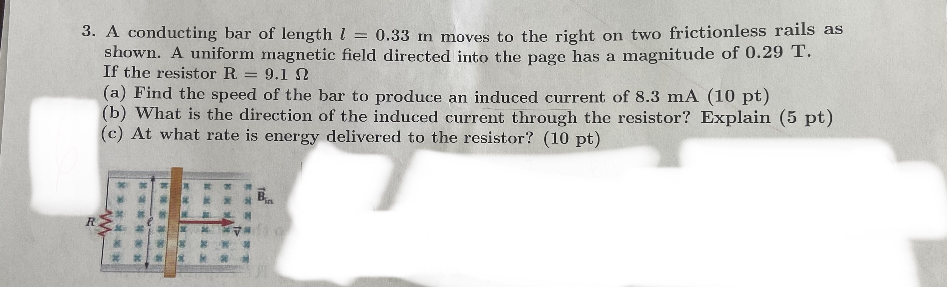 Solved A conducting bar of length l=0.33m ﻿moves to the | Chegg.com
