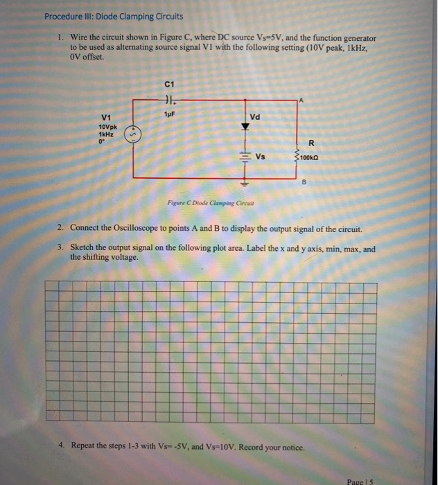 Solved Procedure III: Diode Clamping Circuits 1. Wire the | Chegg.com