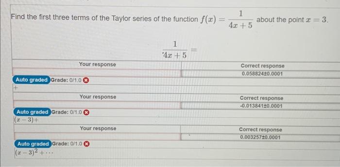 Solved Find the first three terms of the Taylor series of | Chegg.com
