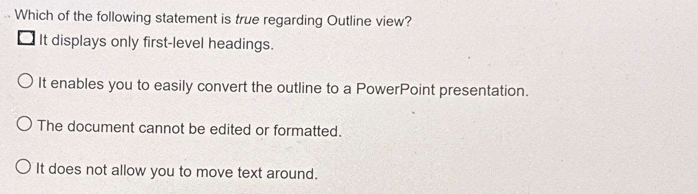 Solved Which of the following statement is true regarding | Chegg.com