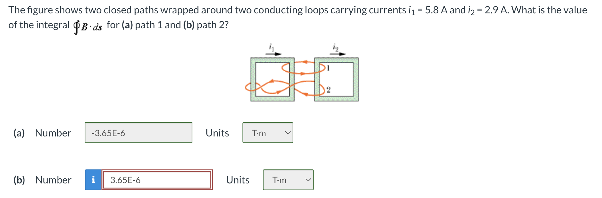 Solved The figure shows two closed paths wrapped around two | Chegg.com
